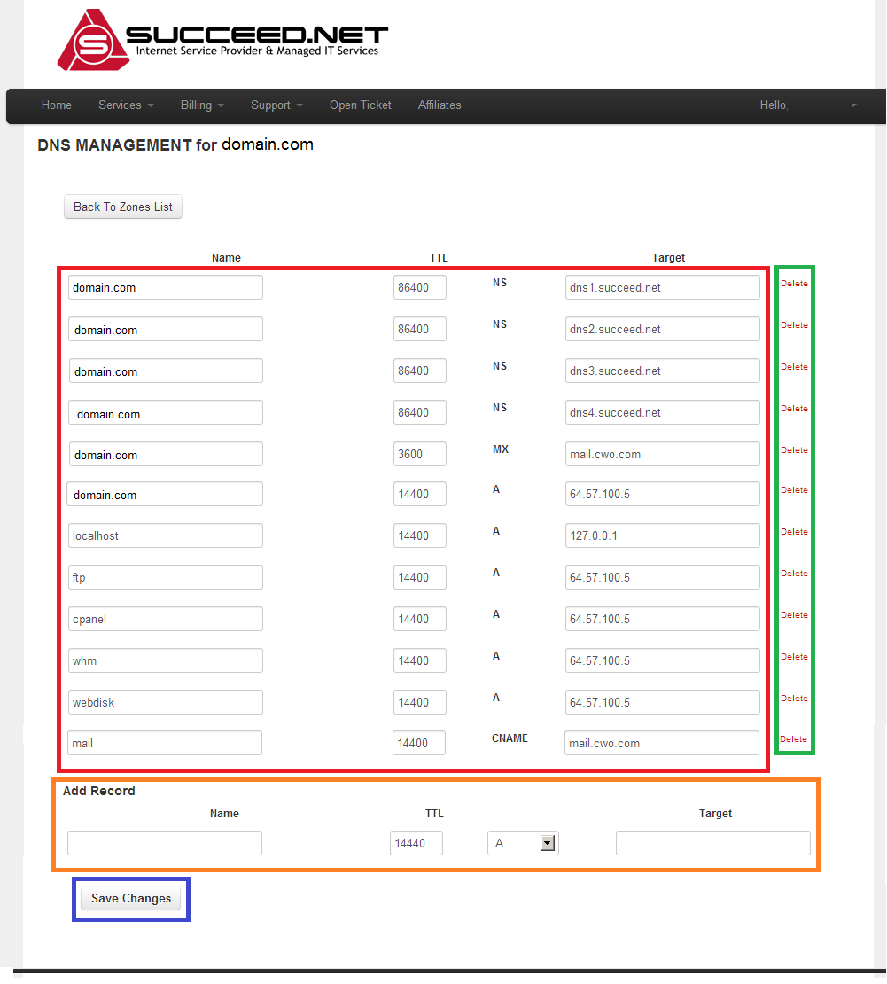 UNIX – Change DNS Records – Succeed.Net Knowledgebase