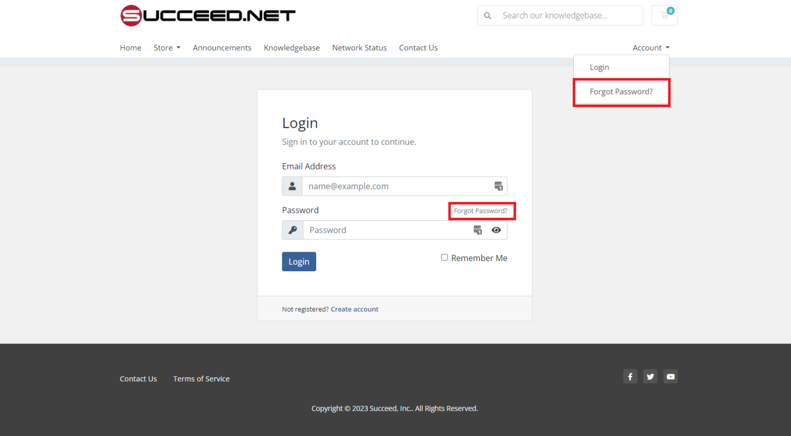 Can’t Log In/Forgot Password – Succeed.Net Knowledgebase