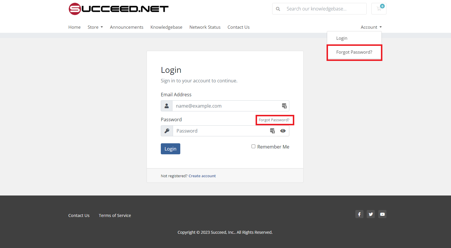 Can’t Log In/Forgot Password – Succeed.Net Knowledgebase