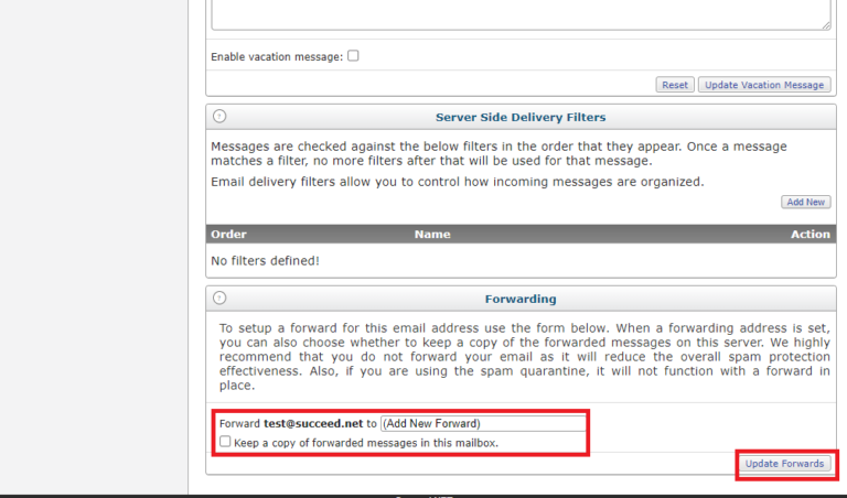 How to Add an Email Forward – Succeed.Net Knowledgebase